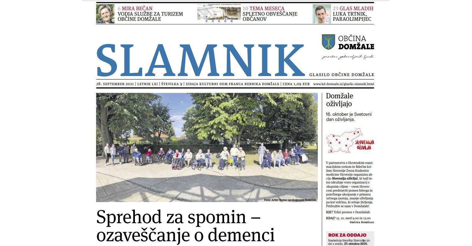 Izšla je nova številka Slamnika – september 2021 - domžalec.si