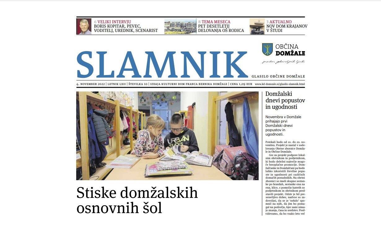 Izšla je nova številka Slamnika – november 2022 - domžalec.si
