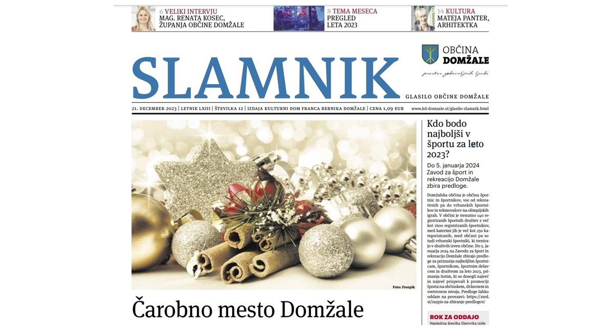 Izšla je nova številka Slamnika – december 2023 - domžalec.si