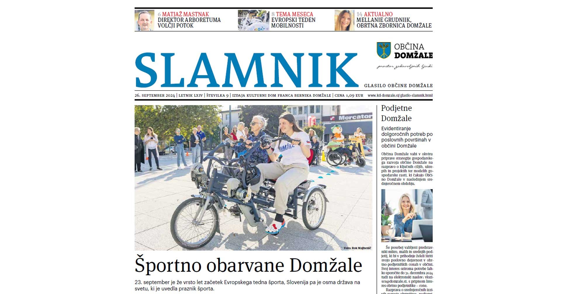 Izšla je nova številka Slamnika – september 2024 - domžalec.si