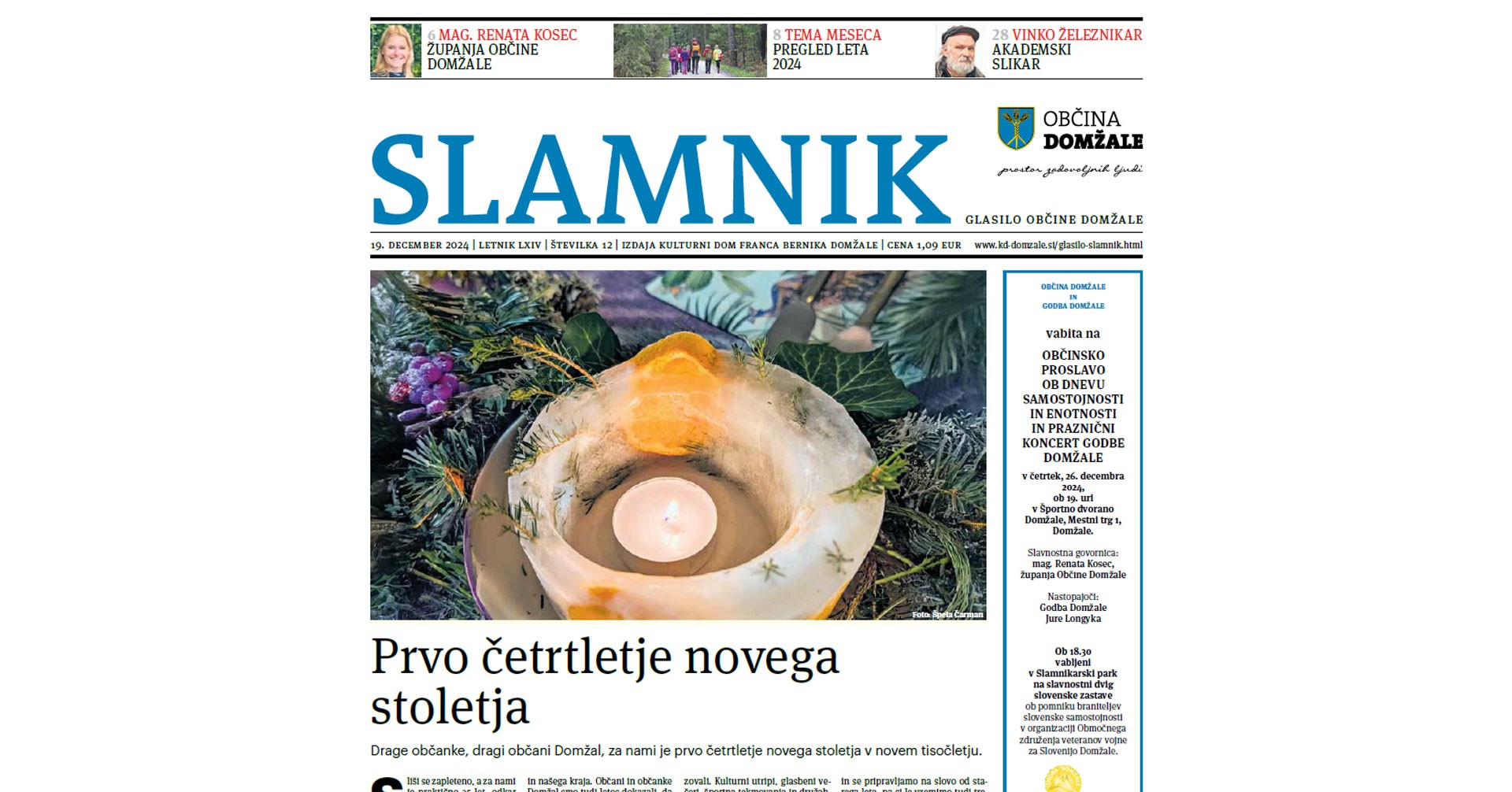 Izšla je nova številka Slamnika – december 2024 - domžalec.si