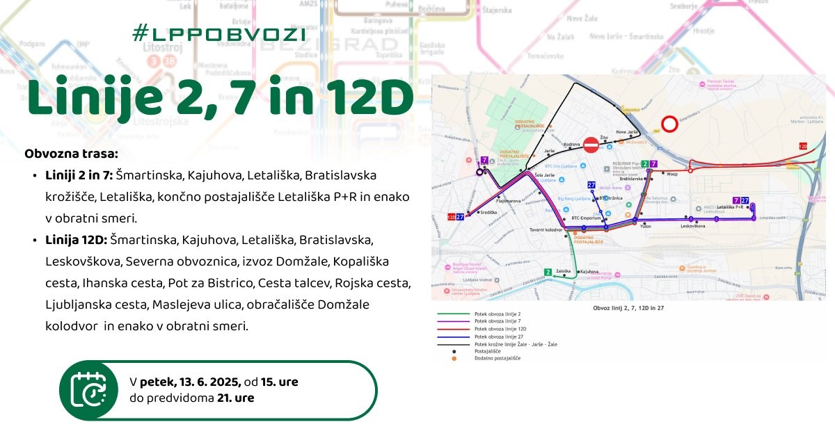 Ta vikend spremembe LPP linij 21D in 12D zaradi prometnih zapor ...